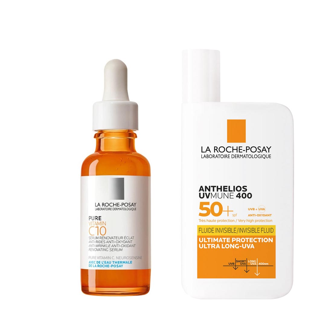 La Roche-Posay Daily Brighten & Protect Set: Antioxidant 12% Vitamin C ...
