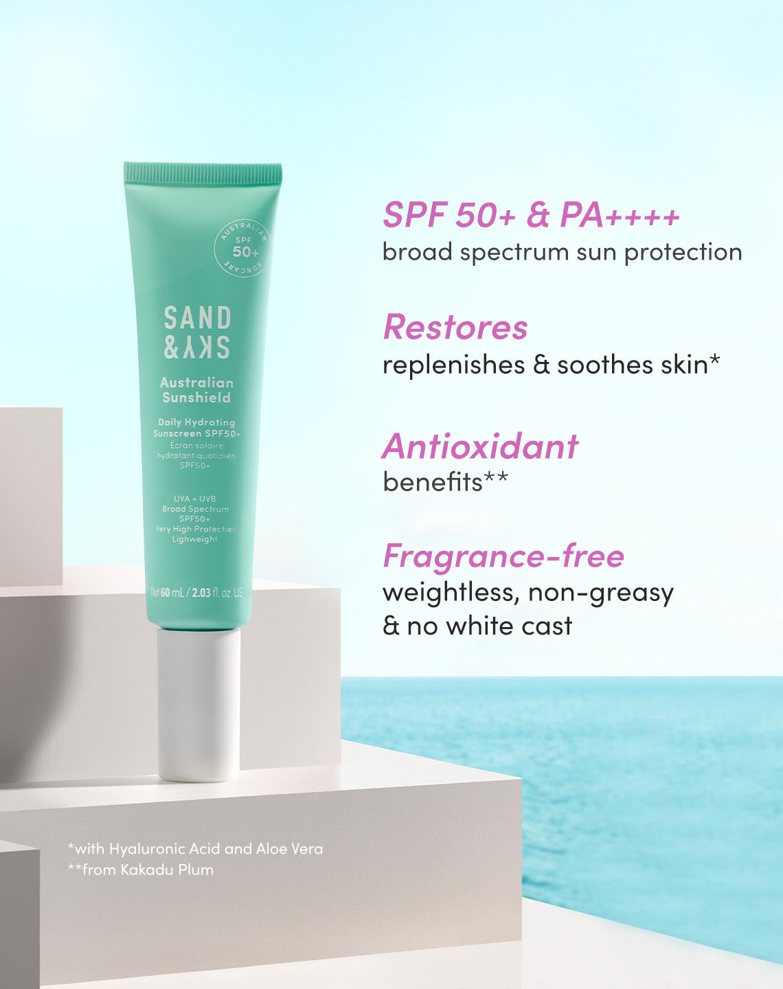 Sand & Sky Daily Hydrating Sunscreen SPF 50+ Buy Online Today | Face ...