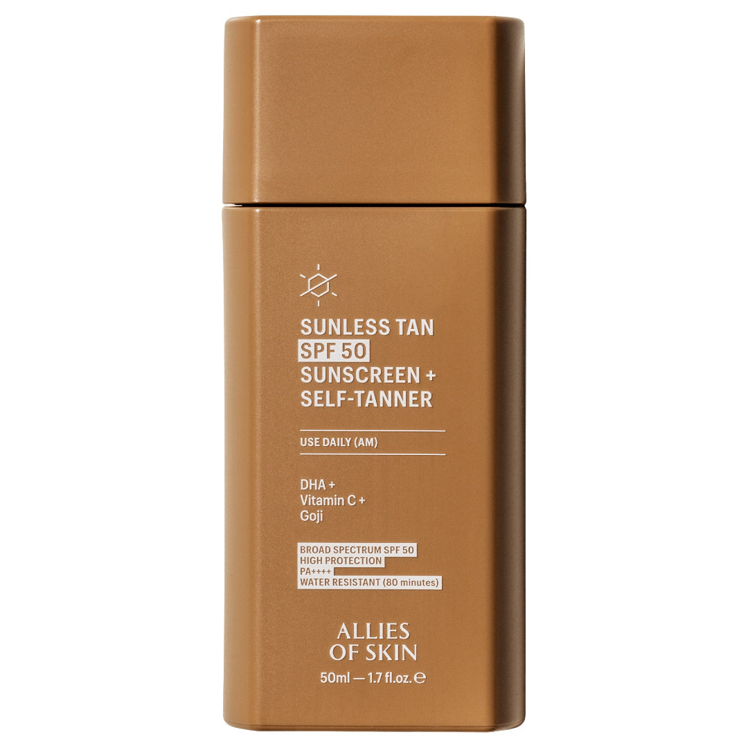 Allies of Skin Sunless Tan SPF 50 Sunscreen + Self-Tanner | Face the Future
