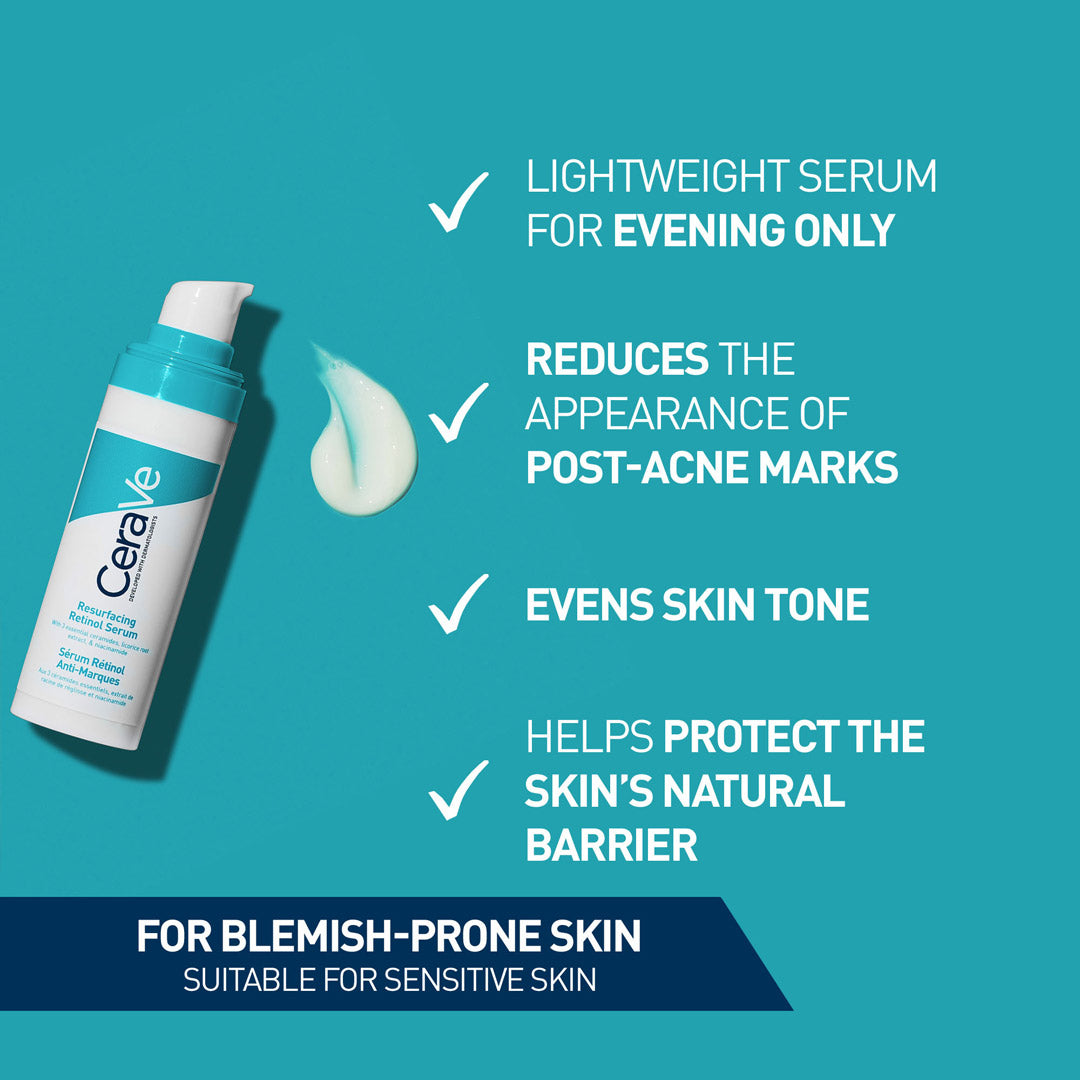 CeraVe Resurfacing Retinol Serum with Ceramides & Niacinamide for Blem ...